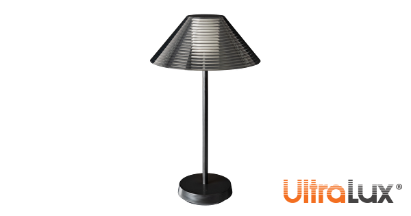 LED dimmable rechargeable table lamp 1.5W, 3000K, IP44, black | Ultralux